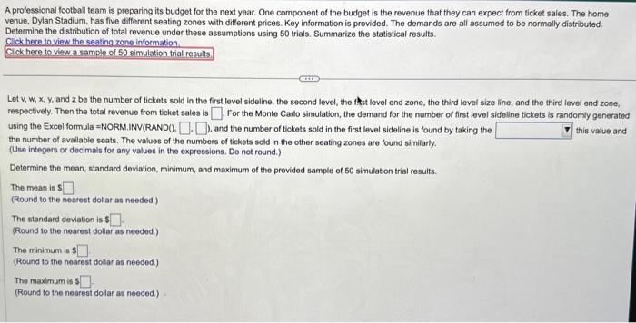 Solved Seating Zone InformationSinquation ResultsA | Chegg.com