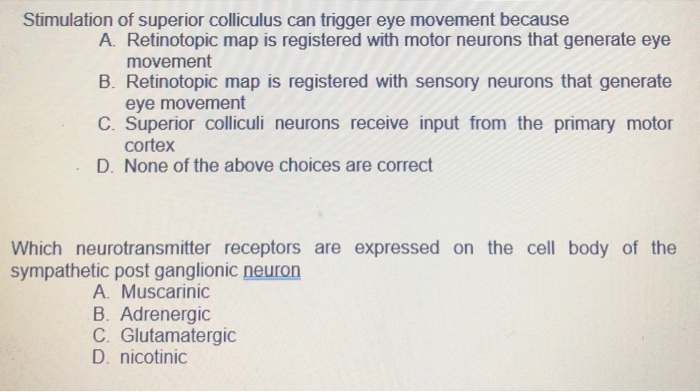 Solved Stimulation of superior colliculus can trigger eye | Chegg.com