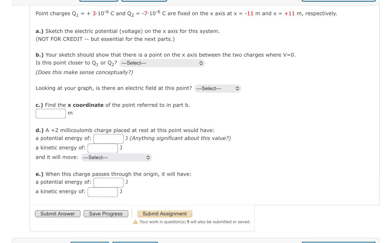 Solved Point charges Q1=+3*10-6C ﻿and Q2=-7*10-6C ﻿are fixed | Chegg.com