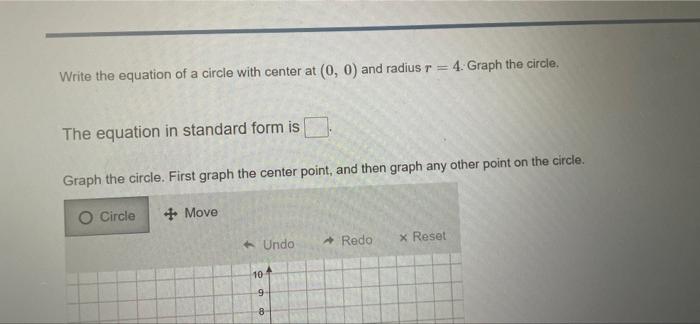 Solved Write the equation of a circle with center at (0, 0) | Chegg.com
