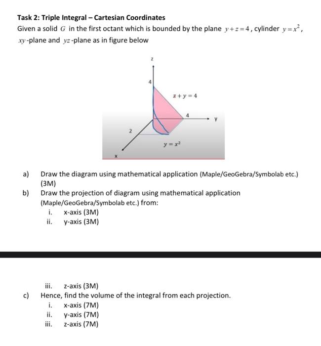 Solved Task 2: Triple Integral - Cartesian Coordinates Given | Chegg.com