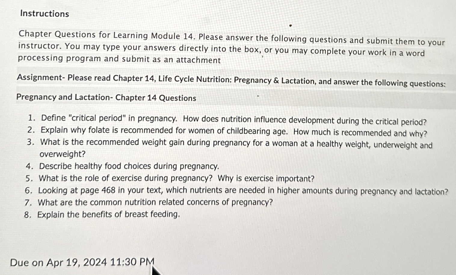 Solved InstructionsChapter Questions for Learning Module 14. | Chegg.com