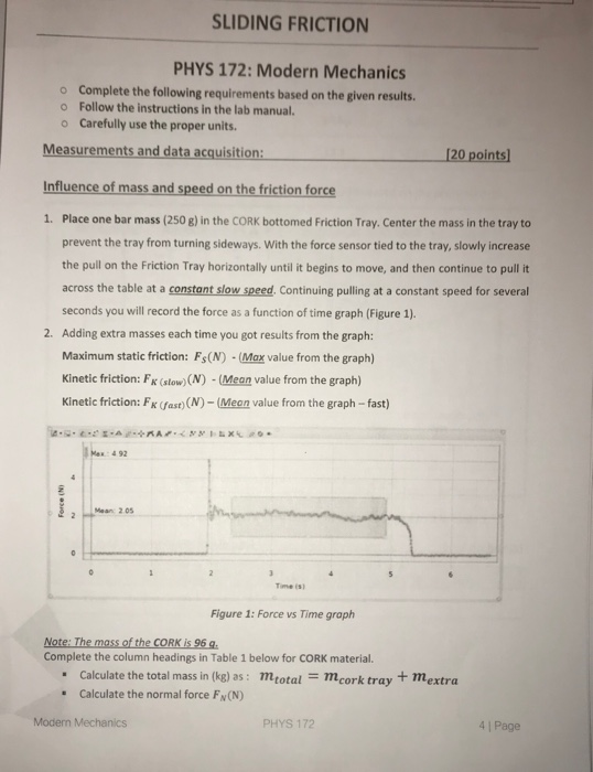 Solved SLIDING FRICTION PHYS 172: Modern Mechanics o | Chegg.com