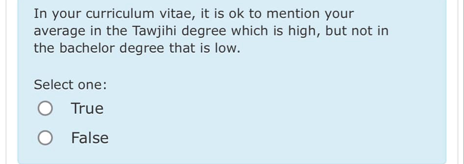 Solved In your curriculum vitae, it is ok to mention your | Chegg.com