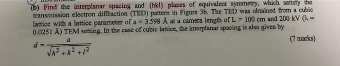 Solved (b) Find the interplanar spacing and \{hkl\} planes | Chegg.com