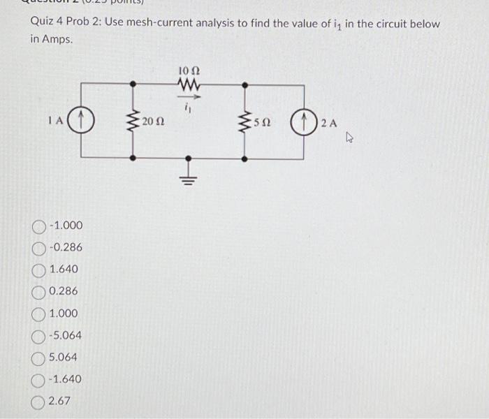 Solved Quiz 4 Prob 2: Use mesh-current analysis to find the | Chegg.com