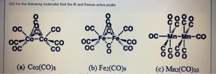 Solved Q1) For the following molecules find the IR and Raman | Chegg.com