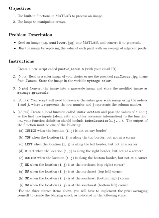Objectives 1. Use built-in functions in MATLAB to | Chegg.com