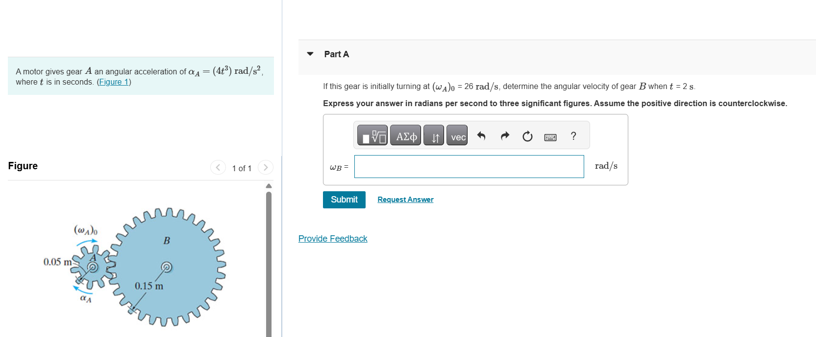 Solved A motor gives gear A an ﻿angular acceleration | Chegg.com