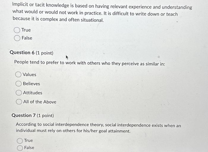 Solved Implicit or tacit knowledge is based on having | Chegg.com