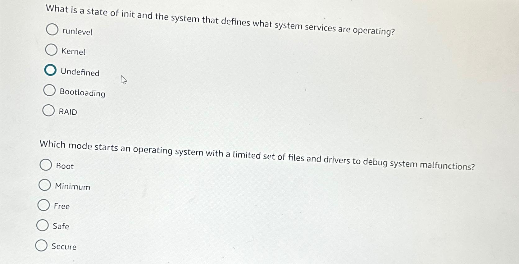 Solved What is a state of init and the system that defines | Chegg.com