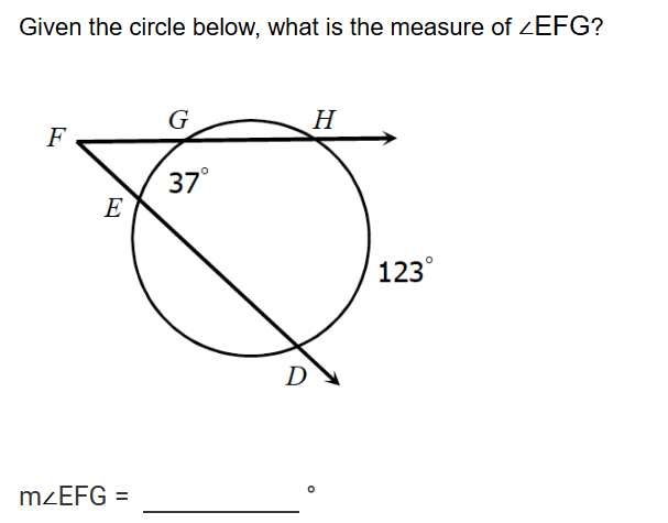 Solved Given the circle below, what is the measure of | Chegg.com