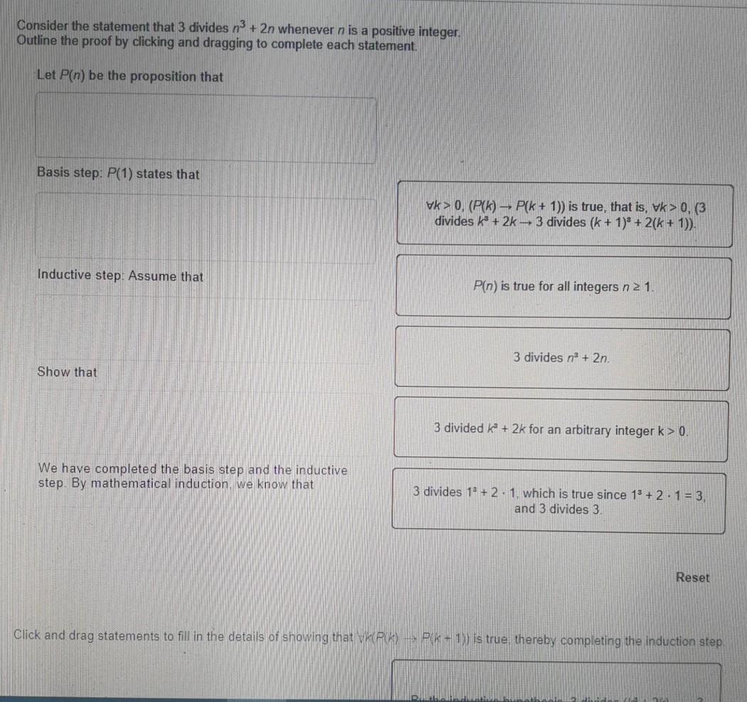 Solved Consider the statement that 3 divides nº +2n whenever | Chegg.com