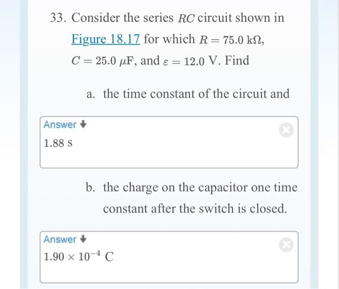 Solved 33. Consider the series RC circuit shown in Figure | Chegg.com