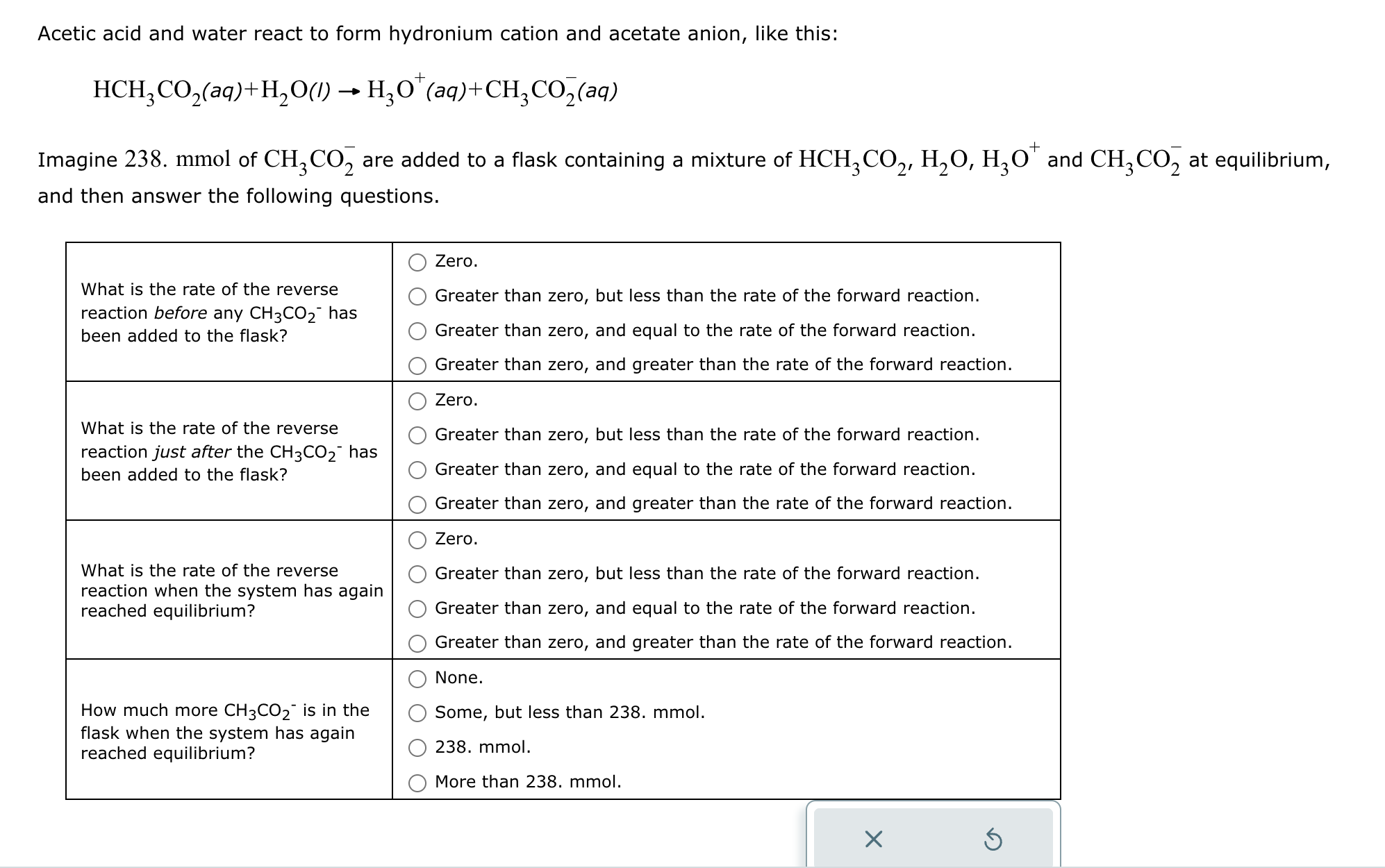 Solved Acetic acid and water react to form hydronium cation | Chegg.com