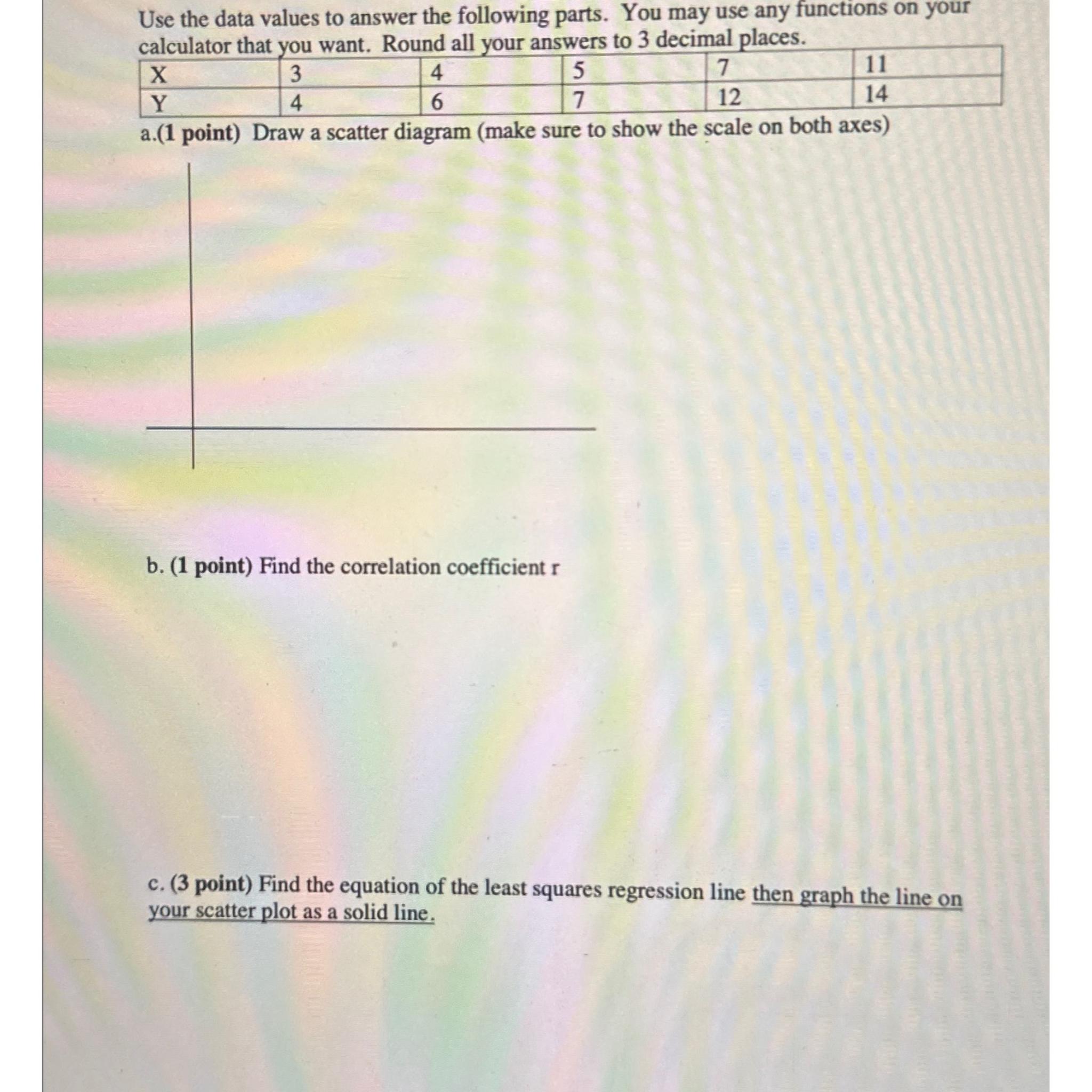 Solved Use the data values to answer the following parts. | Chegg.com