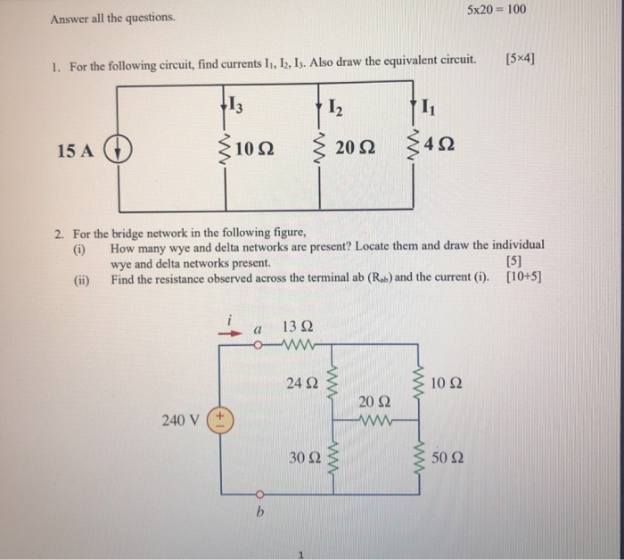 Solved 5x20 = 100 !3! Answer all the questions. [5×4] 1. For | Chegg.com