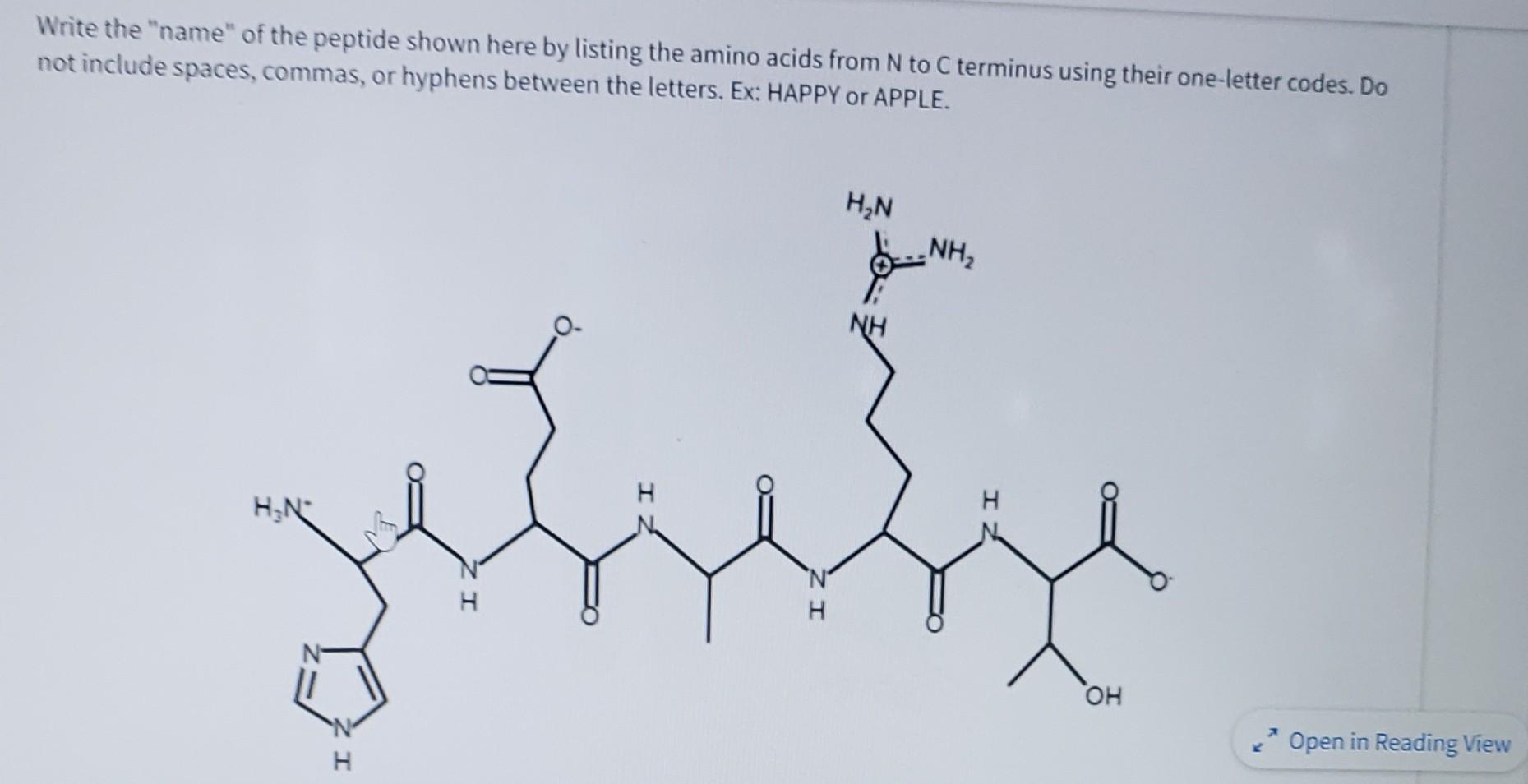 Solved Write the "name" of the peptide shown here by listing | Chegg.com