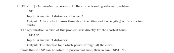 (Solved) : 1 Dpv 81 Optimization Versus Search Recall Traveling ...