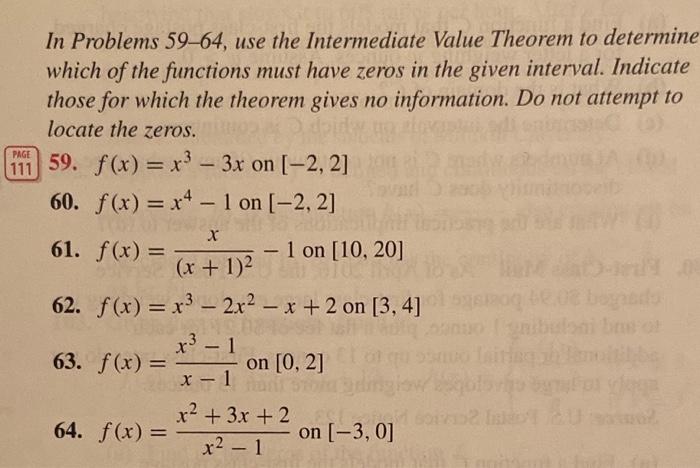 Solved In Problems 59-64, use the Intermediate Value Theorem | Chegg.com