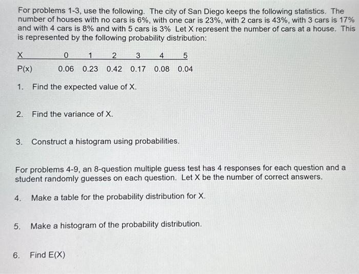 Solved 5. Make a histogram of the probability distribution. | Chegg.com