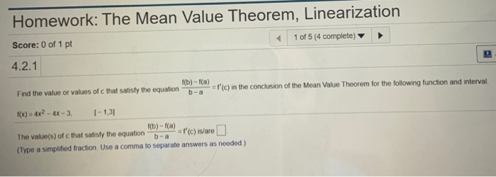 Solved Homework: The Mean Value Theorem, Linearization | Chegg.com
