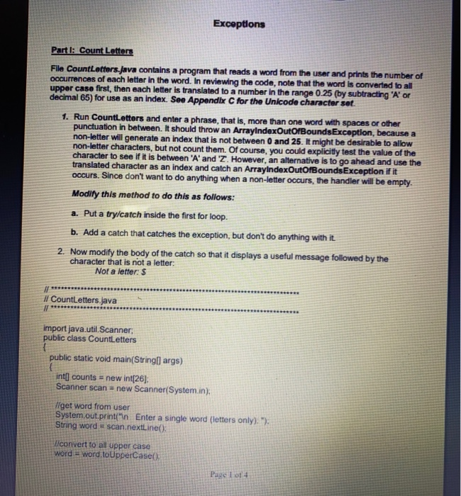 Solved Exceptions Part I: Count Letters File | Chegg.com