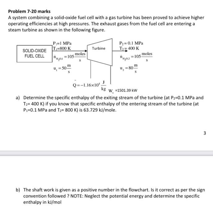 Solved Problem 7-20 marks A system combining a solid-oxide | Chegg.com