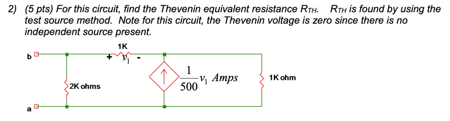 Solved (5 ﻿pts) ﻿For this circuit, find the Thevenin | Chegg.com