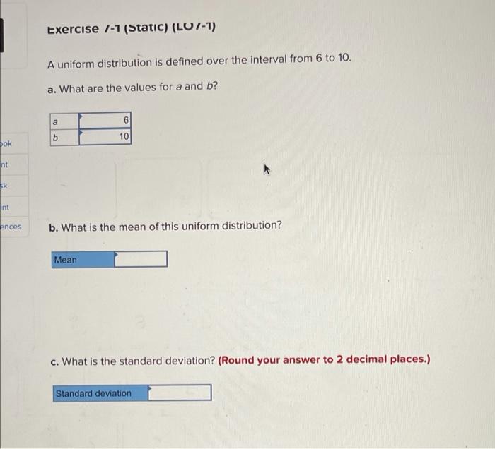 Solved Exercise 7 1 Static L07 1 A Uniform Distribution 