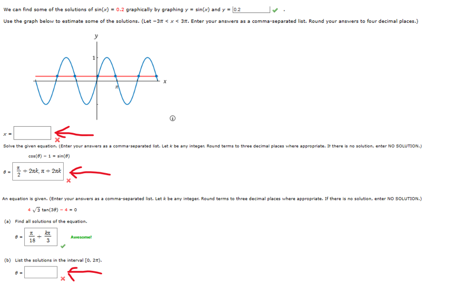 Solved We can find some of the solutions of sin(x)=0.2 | Chegg.com