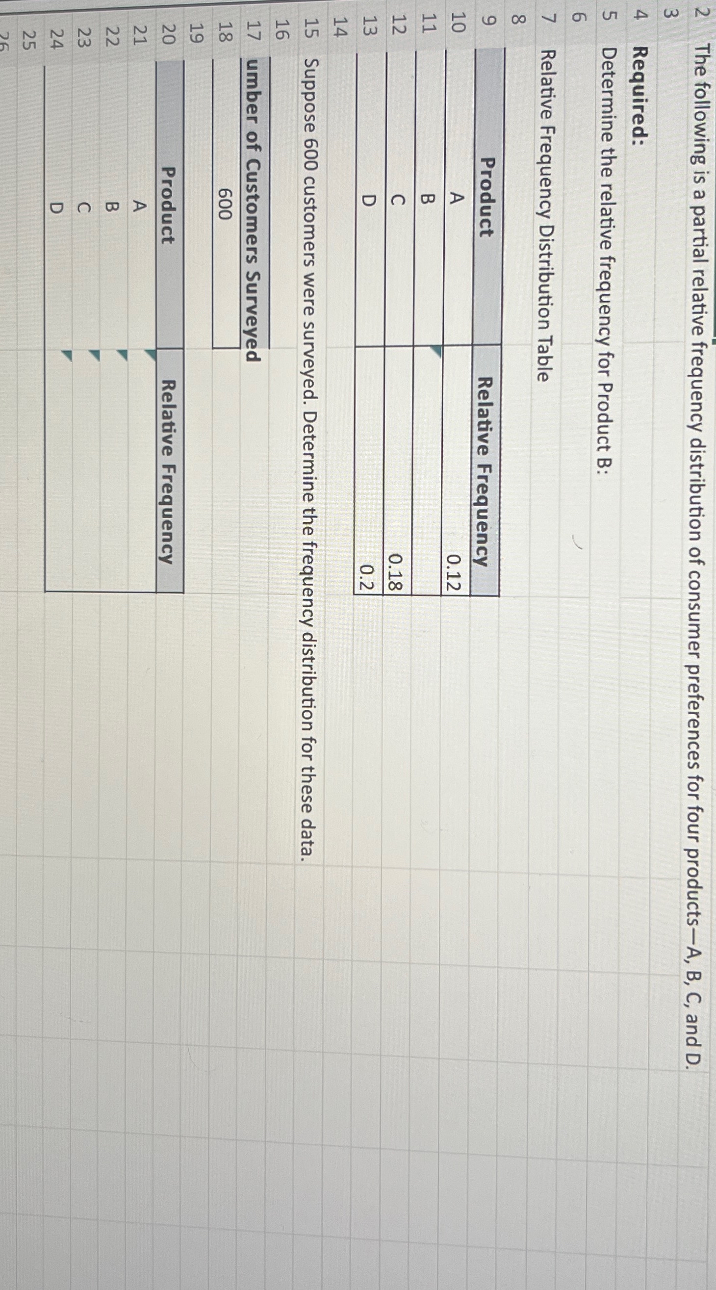 Solved Use excel formula to solve it2 ﻿The following is a | Chegg.com