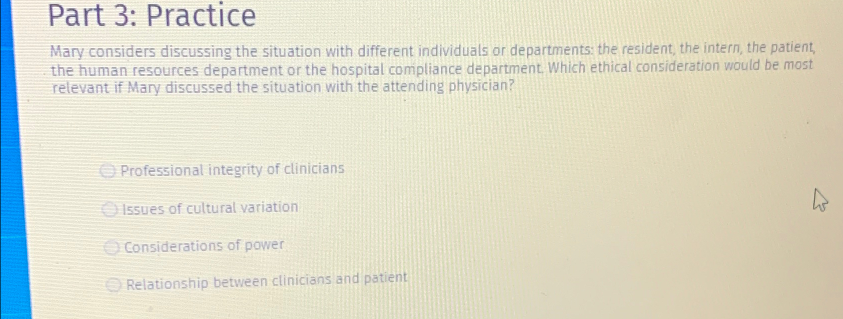 Solved Part 3: PracticeMary considers discussing the | Chegg.com