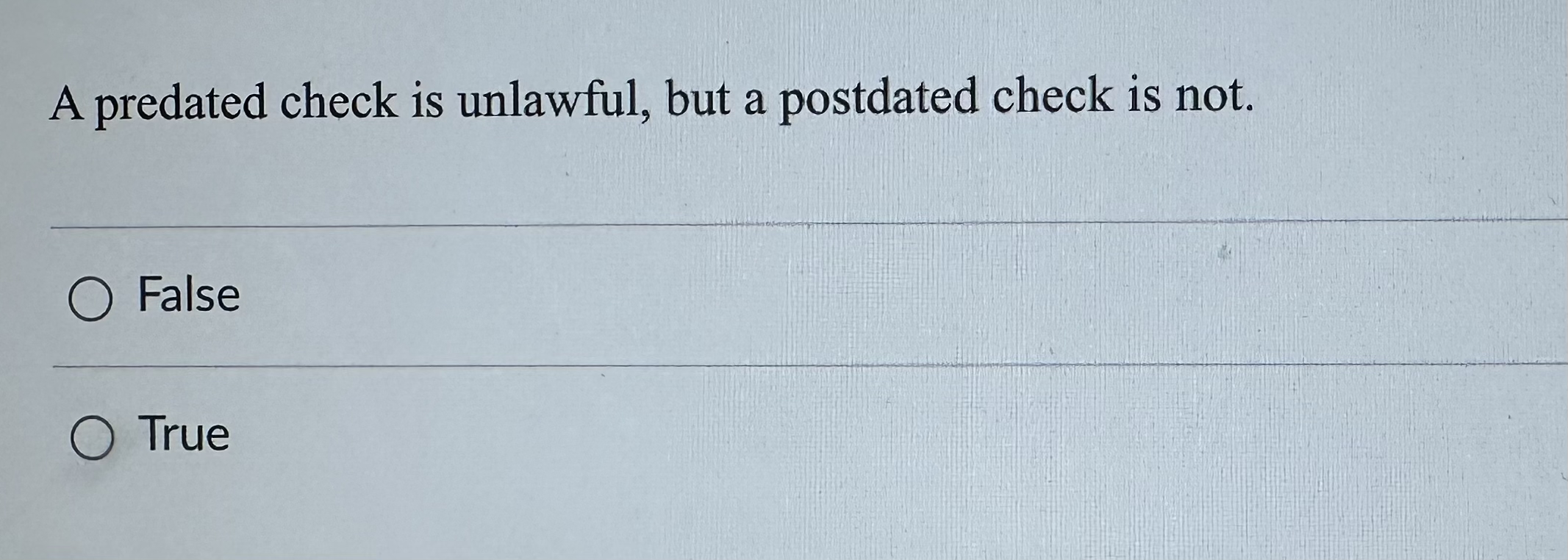 Solved A predated check is unlawful, but a postdated check | Chegg.com