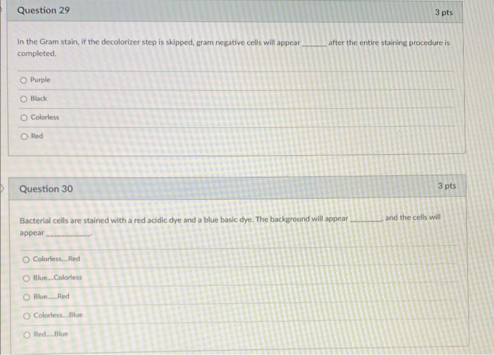 Solved Question 29 3 pts after the entire staining procedure | Chegg.com