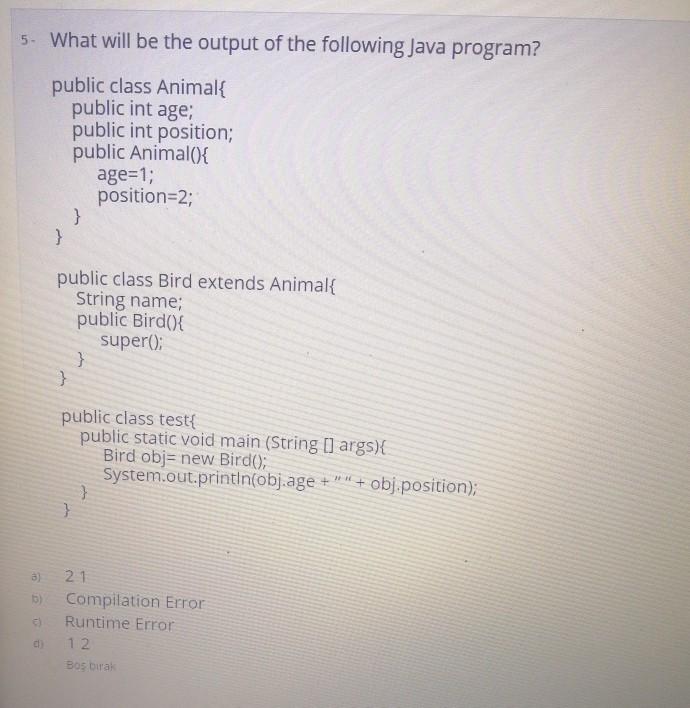 Solved 5. What will be the output of the following Java | Chegg.com