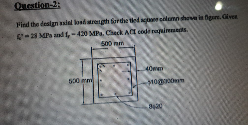 Solved Question-2: Find the design axial load strength for | Chegg.com