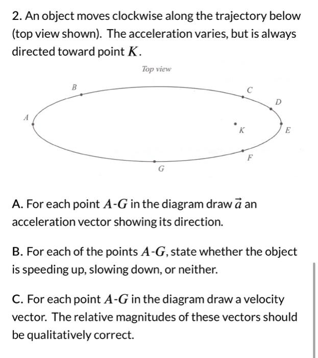 Solved 2. An object moves clockwise along the trajectory | Chegg.com
