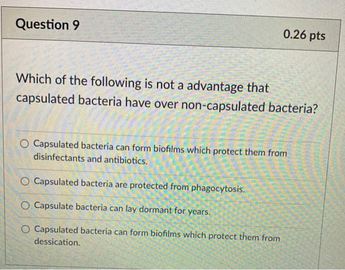 Solved Question 9 0.26 pts Which of the following is not a | Chegg.com