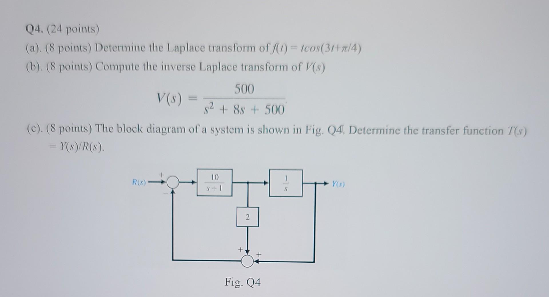 Solved Q4 24 Points A 8 Points Determine The Laplace 