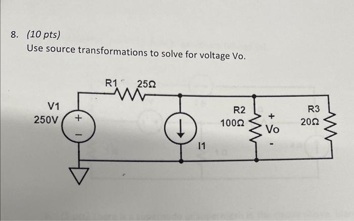 Solved 8. (10 pts) Use source transformations to solve for | Chegg.com