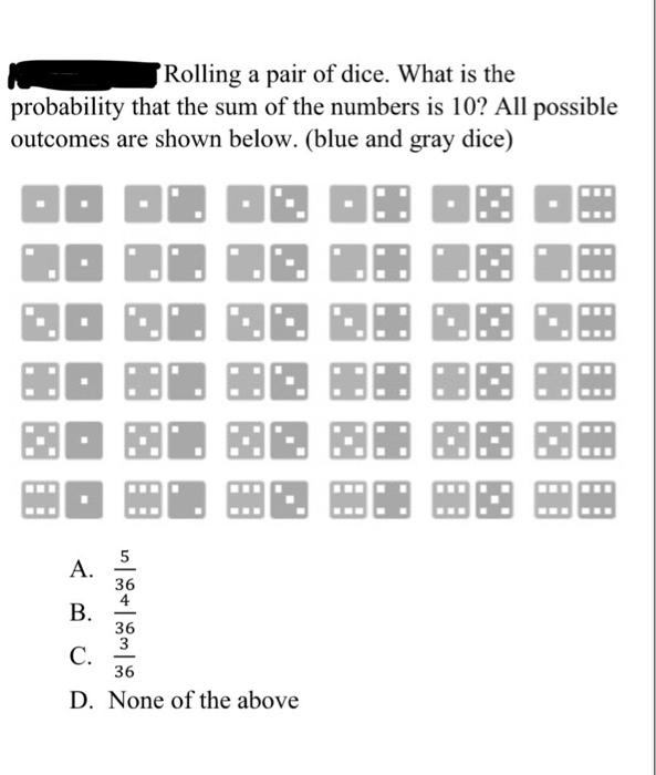 Solved Rolling a pair of dice. What is the probability that | Chegg.com