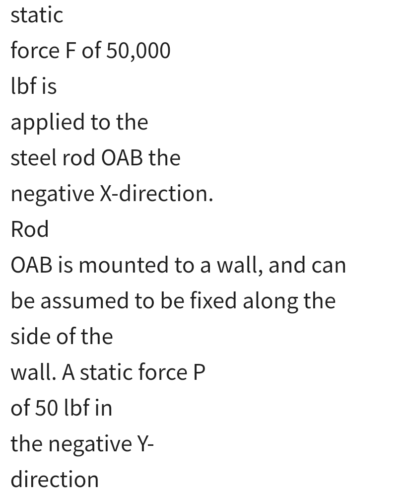 Solved static force F of 50,000 Ibf is applied to the steel | Chegg.com