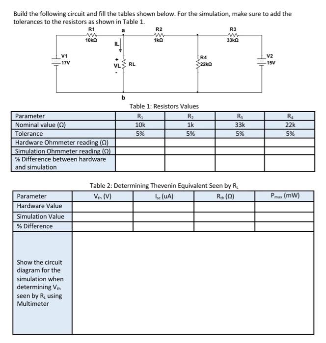Solved Build the following circuit and fill the tables shown | Chegg.com