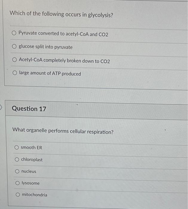 Solved Which of the following occurs in glycolysis? Pyruvate | Chegg.com