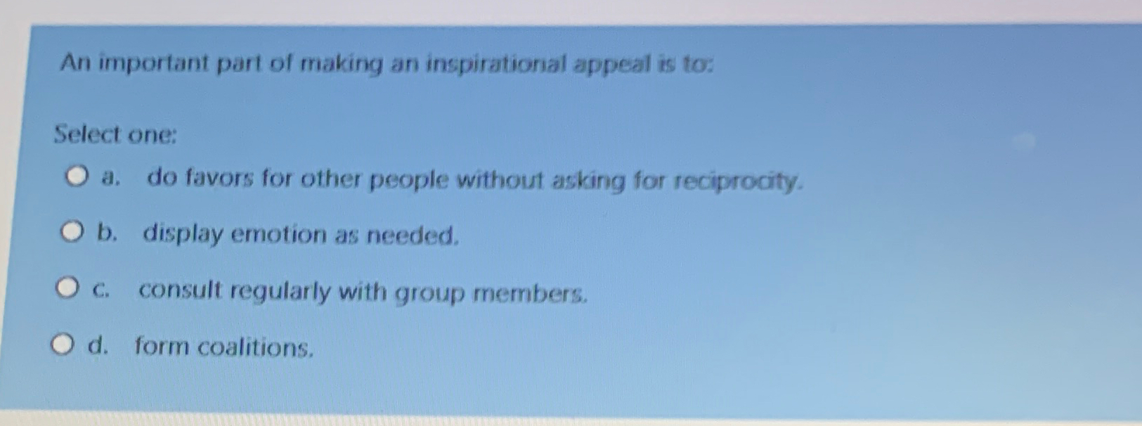 Solved An important part of making an inspirational appeal | Chegg.com