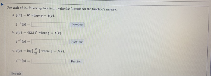 Solved For each of the following functions, write the | Chegg.com