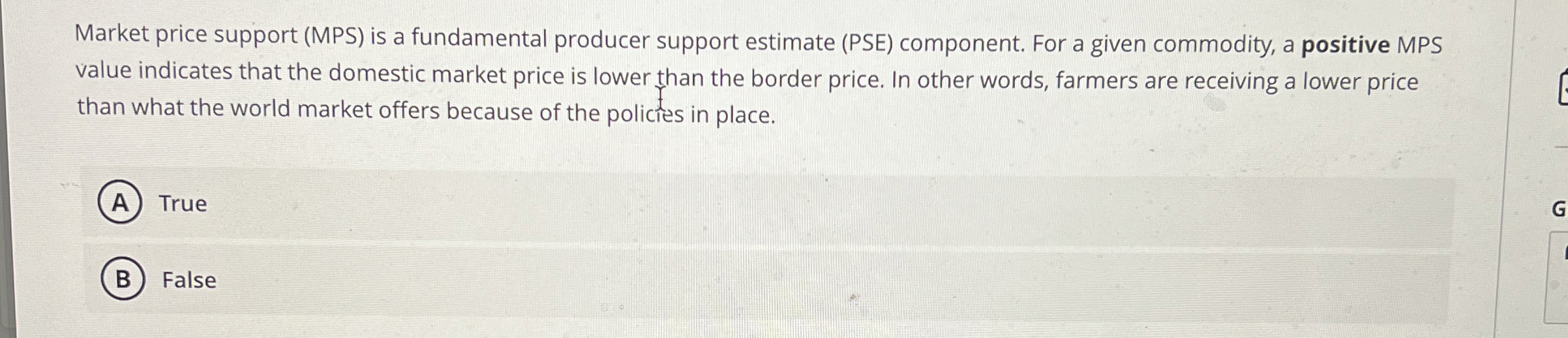 Solved Market price support (MPS) ﻿is a fundamental producer | Chegg.com