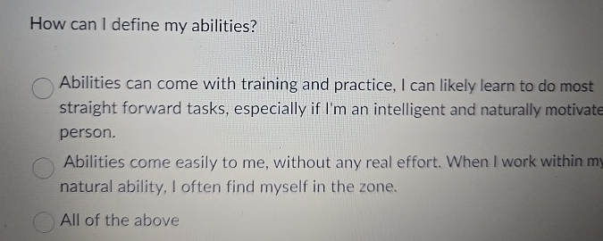Solved How can I define my abilities?Abilities can come with | Chegg.com