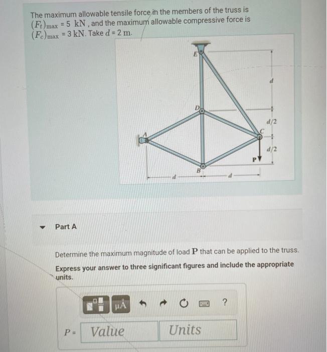 Solved The maximum allowable tensile force in the members of | Chegg.com